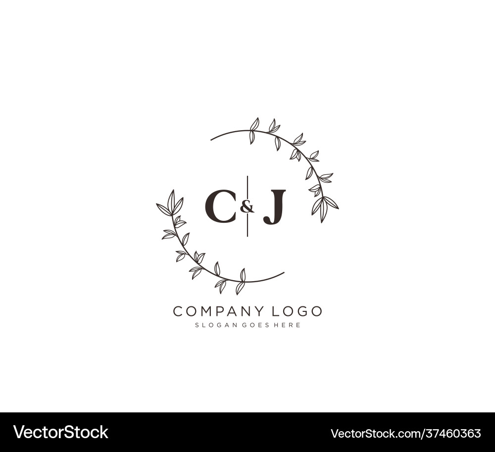 Initial cj letters beautiful floral feminine Vector Image