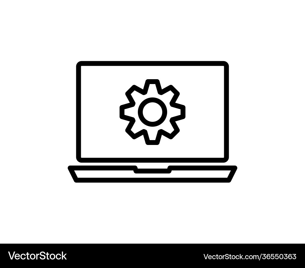 Laptop and gears icon with update screen Vector Image