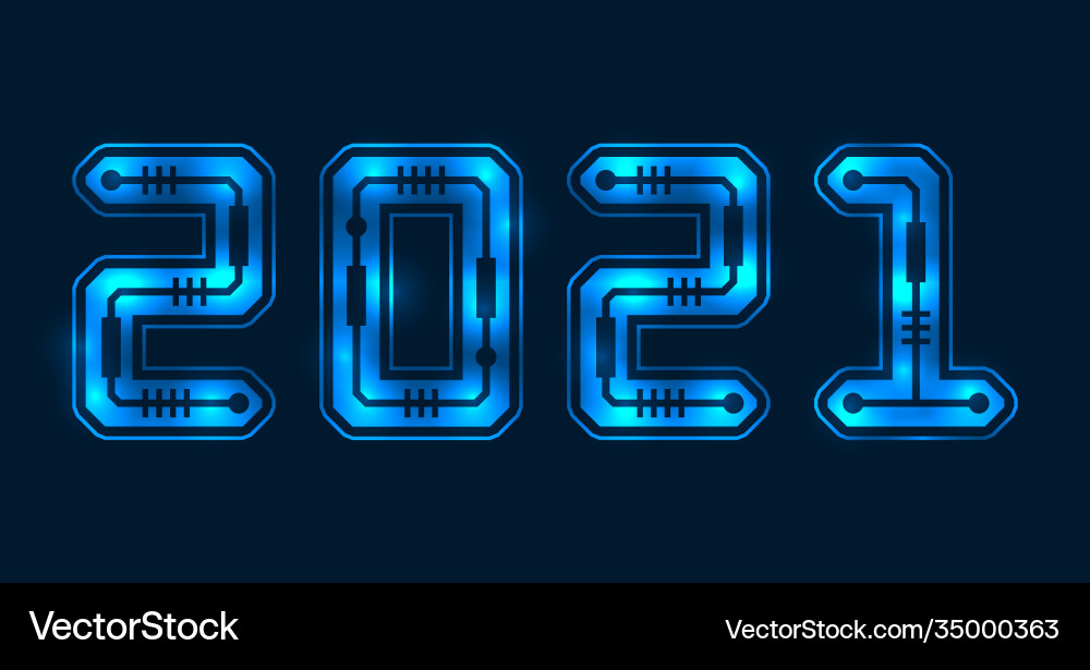 New 2021 year futuristic background future Vector Image