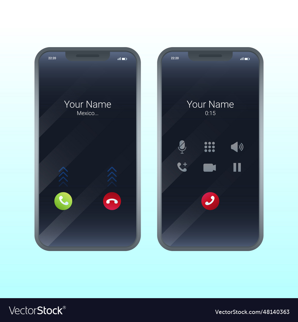 Phone call screen interface Royalty Free Vector Image