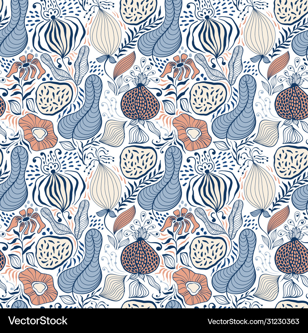 Seamless tough pattern with fantastic flowers Vector Image