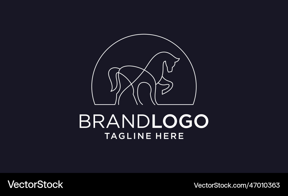 Standing stallion horse logo design in line linear