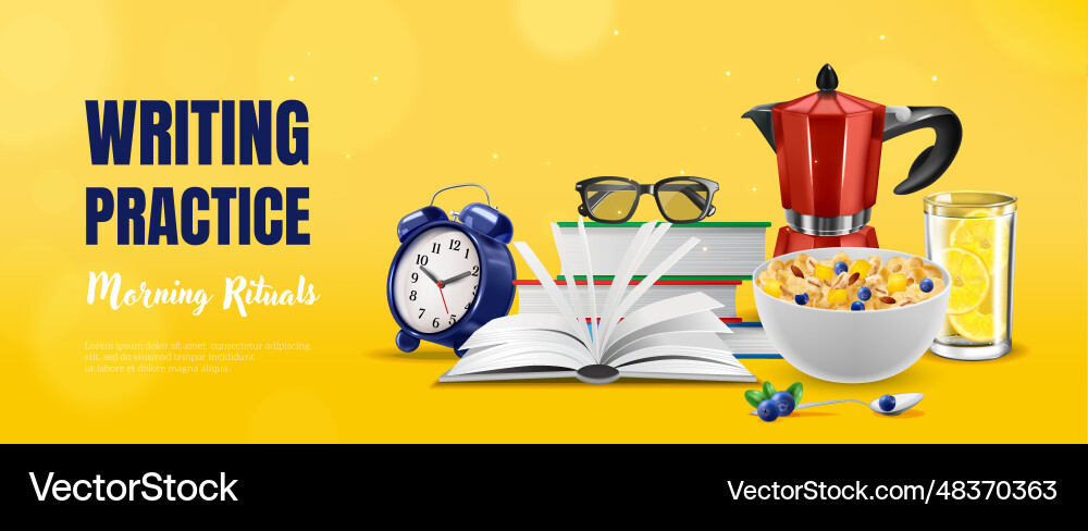 Writing morning rituals composition Royalty Free Vector