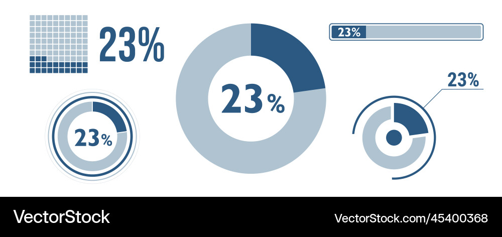 23 percentage infographic set twenty-three circle Vector Image