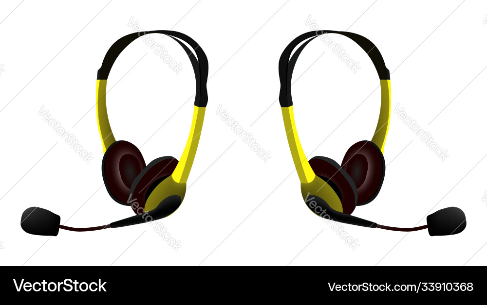 Acoustic headphones with a microphone headset Vector Image