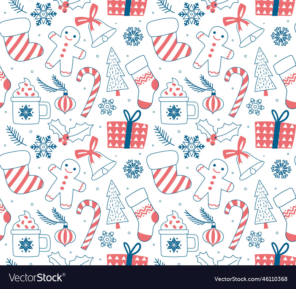 Christmas elements seamless pattern Royalty Free Vector