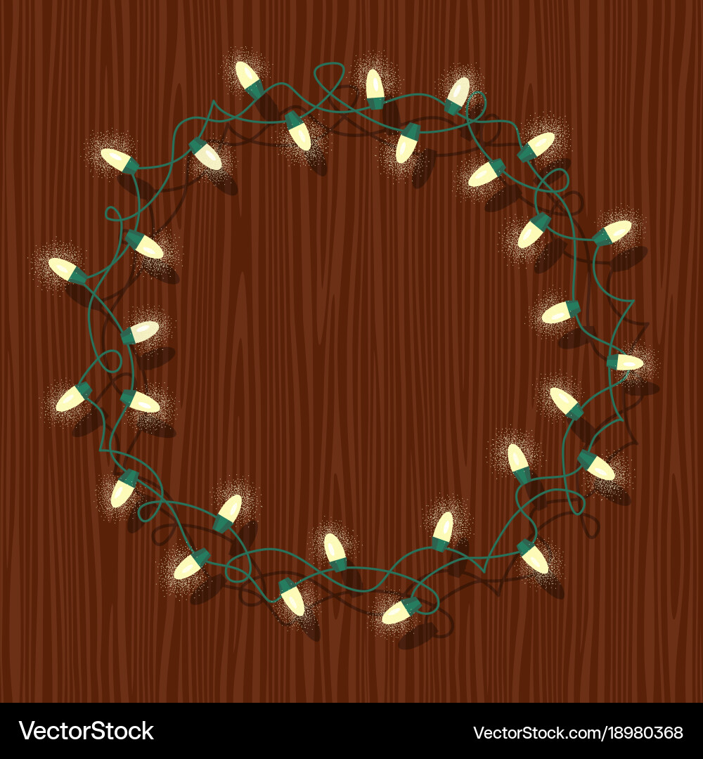 Circle frame of glowing white christmas lights Vector Image