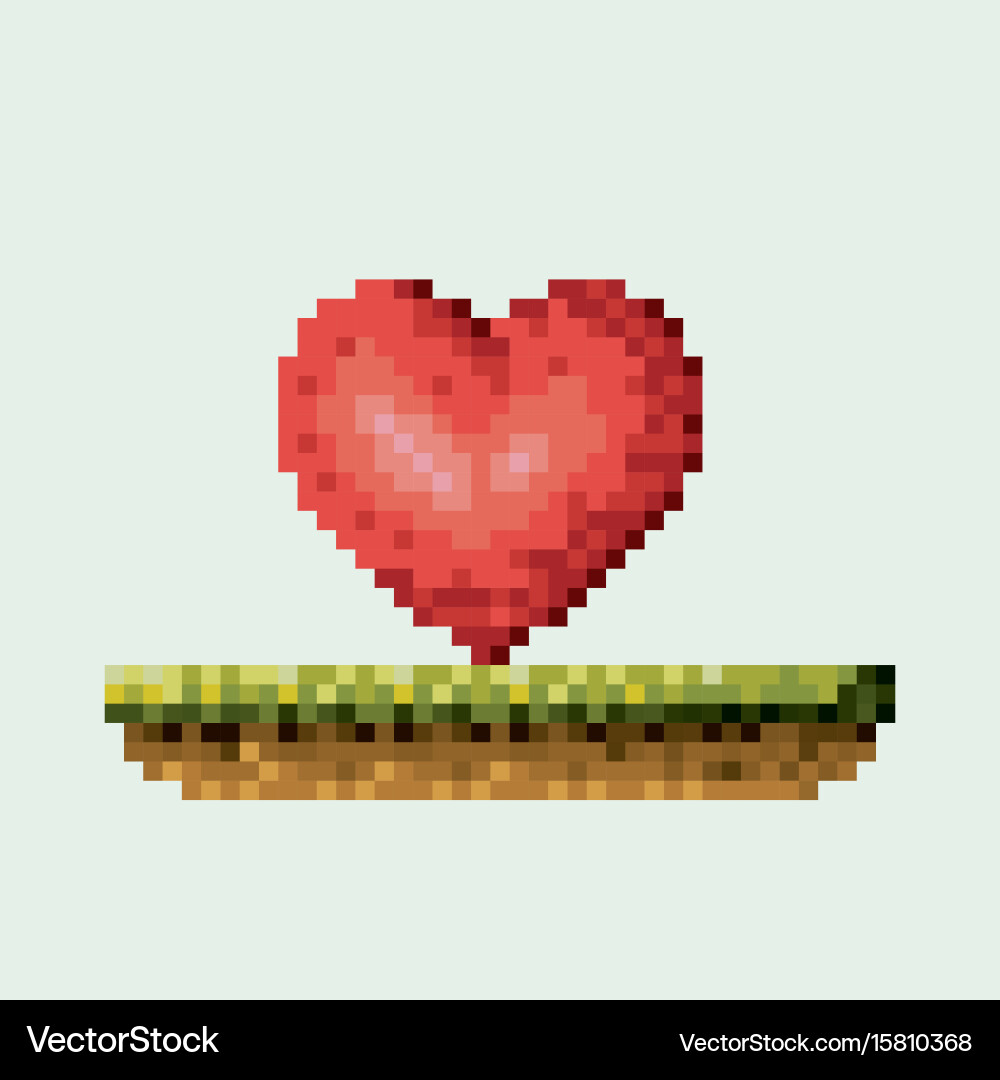 Color pixelated heart in meadow Royalty Free Vector Image