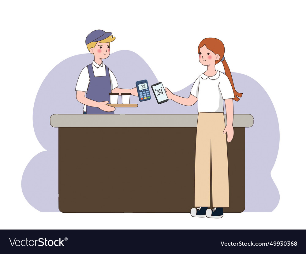 Customer use mobile cashless payment system or Vector Image