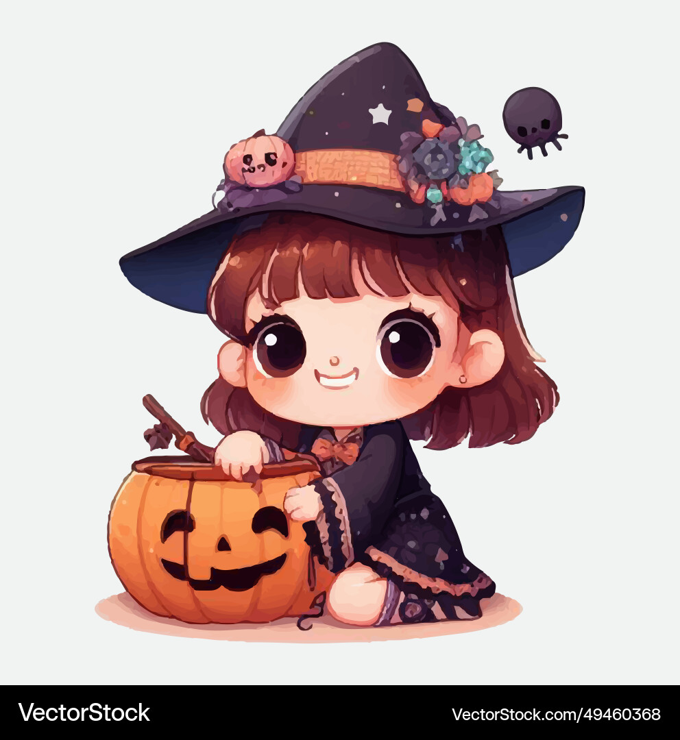 Halloween cute baby witch file Royalty Free Vector Image