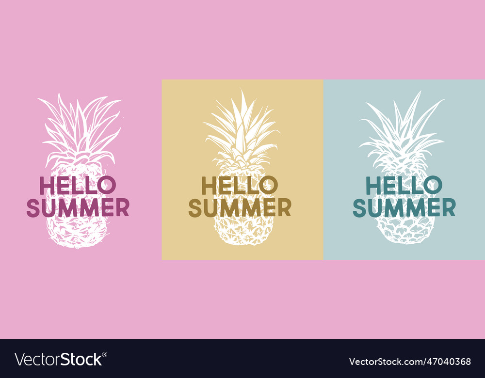Hello summer pineapple hand drawn Royalty Free Vector Image