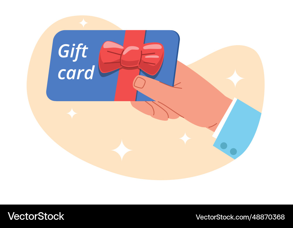 Human hand holds gift card voucher Royalty Free Vector Image