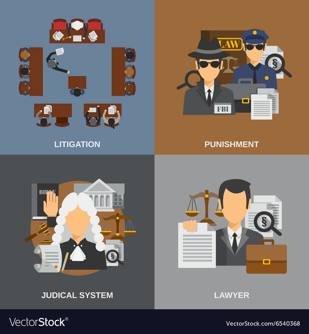 Law flat set Royalty Free Vector Image - VectorStock