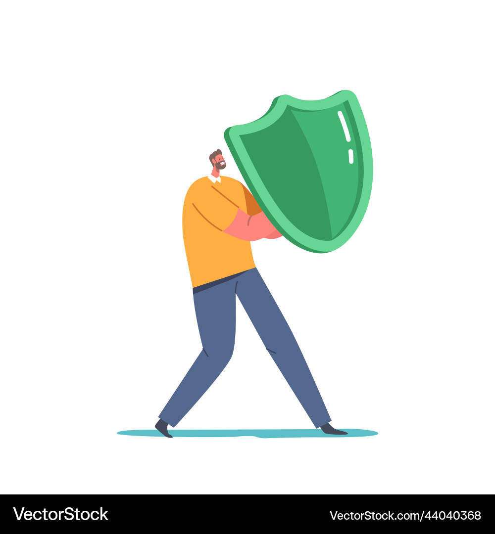 Man holding shield covering from cyber or virus Vector Image