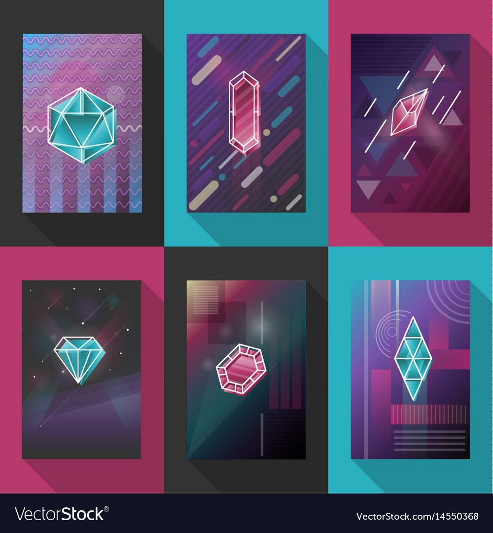 Posters and pattern backgrounds set Royalty Free Vector