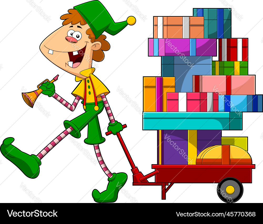 Santas little elf helper cartoon character Vector Image