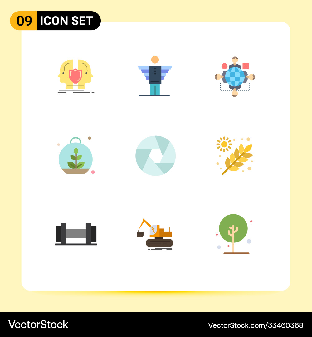 Set 9 flat colors on grid for plant growing Vector Image