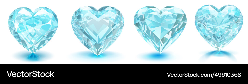Set of crystal hearts Royalty Free Vector Image