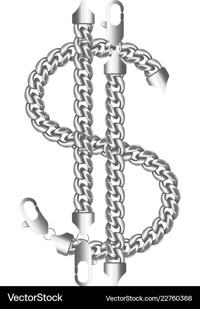 Silver american dollar money sign Royalty Free Vector Image