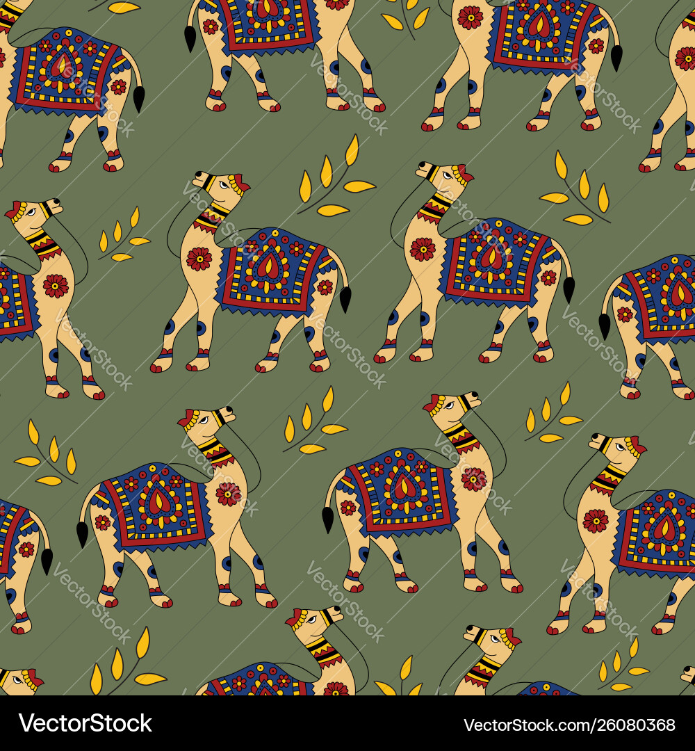 Traditional kalamkari seamless repeated Royalty Free Vector