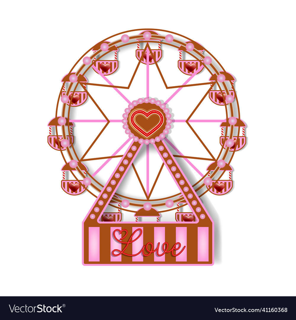 Valentine gingerbread ferris wheel Royalty Free Vector Image
