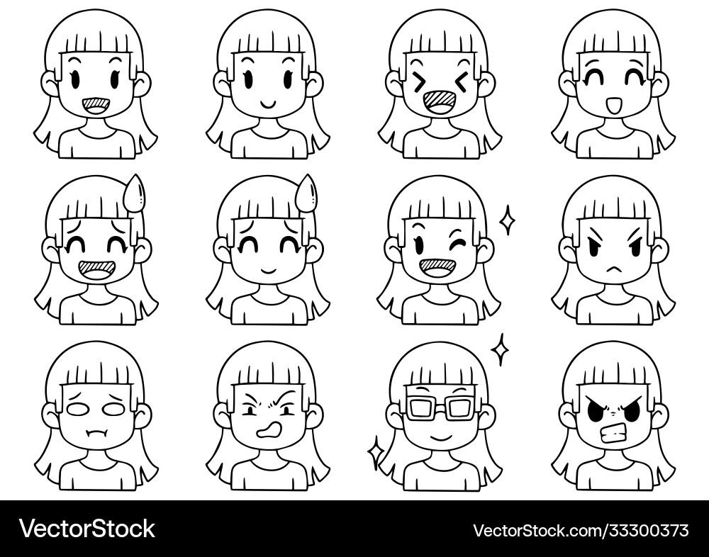003 hand drawn doodle collection cute funny Vector Image