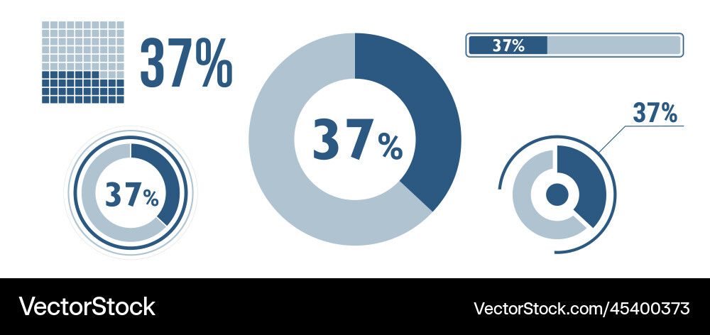 37 percentage infographic set thirty-seven circle Vector Image