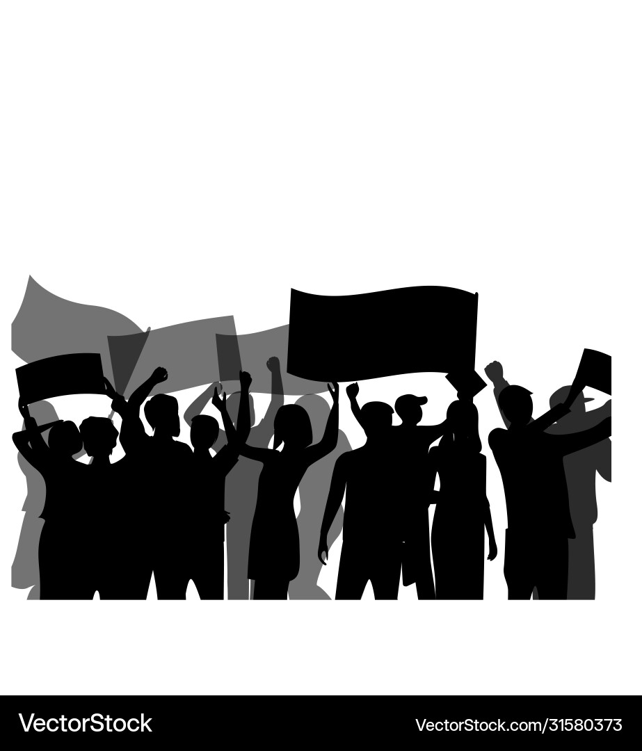Black banner with crowd people group meeting Vector Image