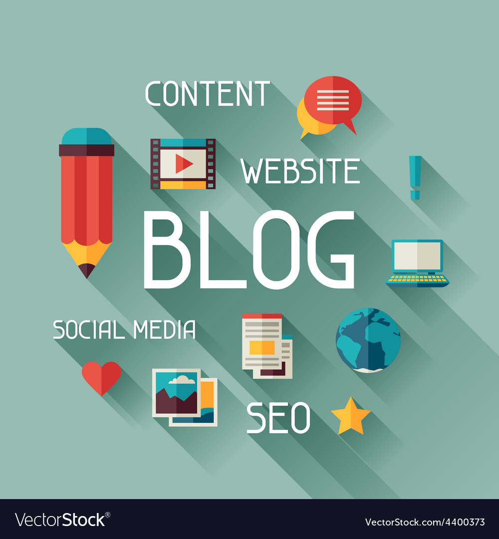 Blog concept in flat design style Royalty Free Vector Image