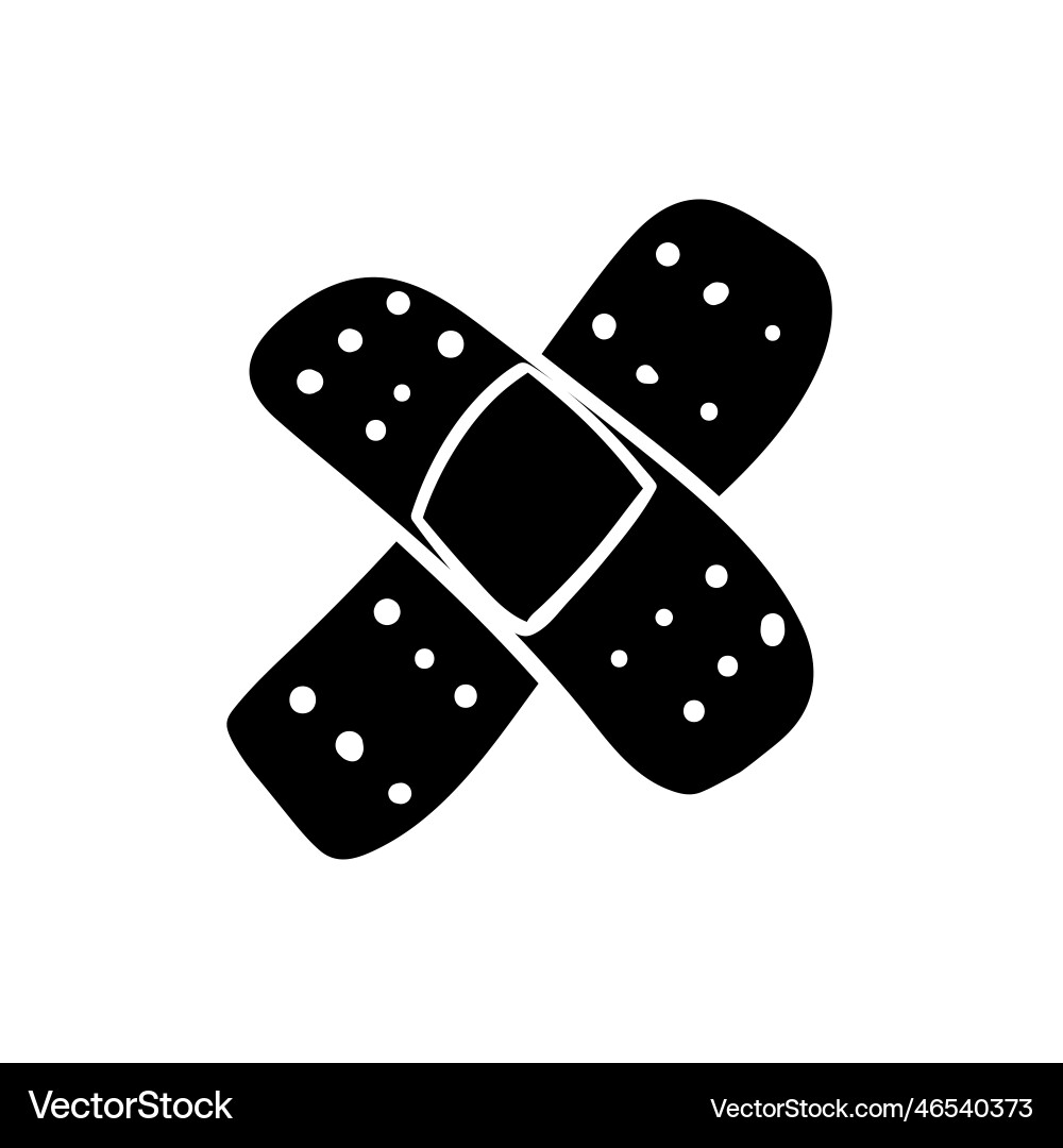 Crossed first aid band silhouette Royalty Free Vector Image