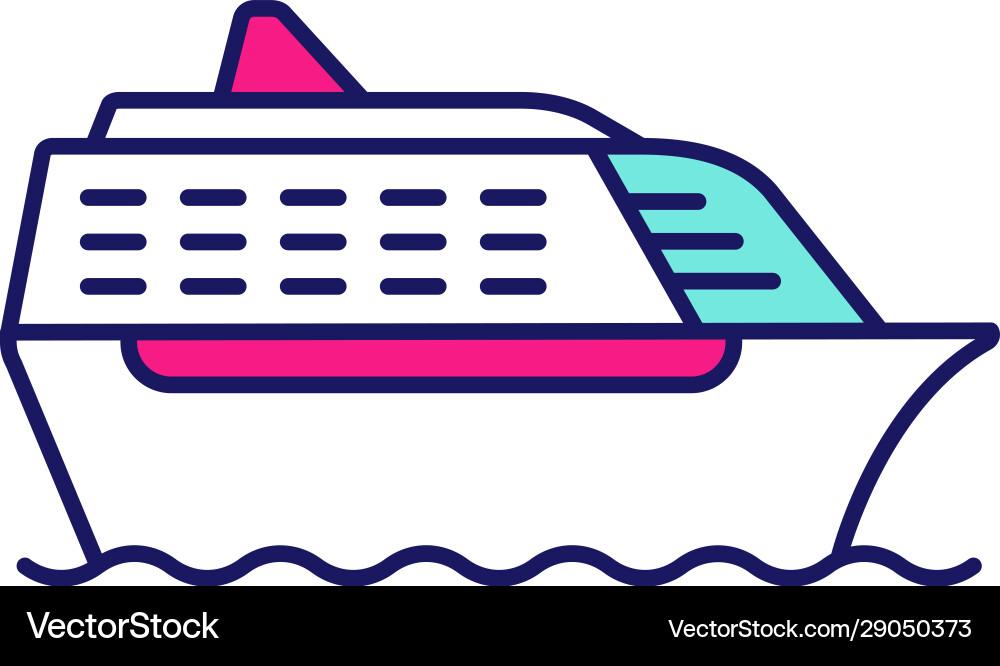 Cruise ship in side view color icon Royalty Free Vector