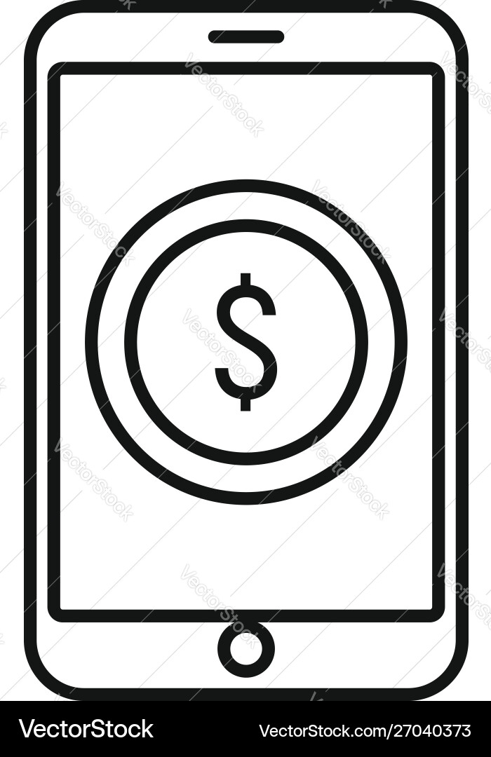 Electronic gold coin icon outline style Royalty Free Vector