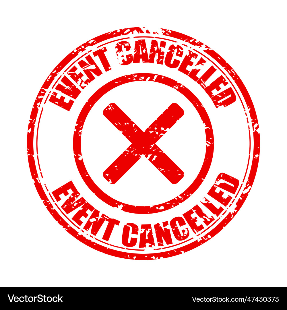 Event cancelled mark rubber stamp with cross Vector Image