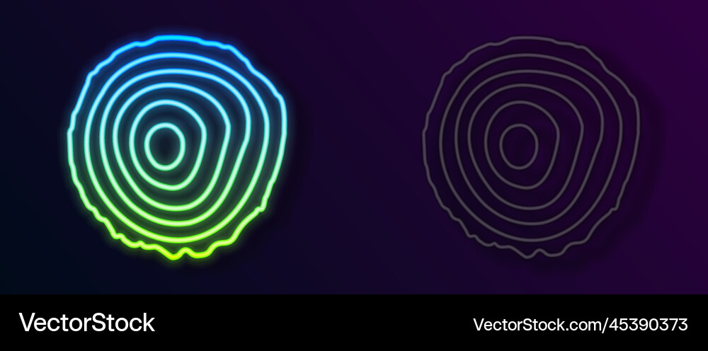 Glowing neon line tree rings icon isolated Vector Image