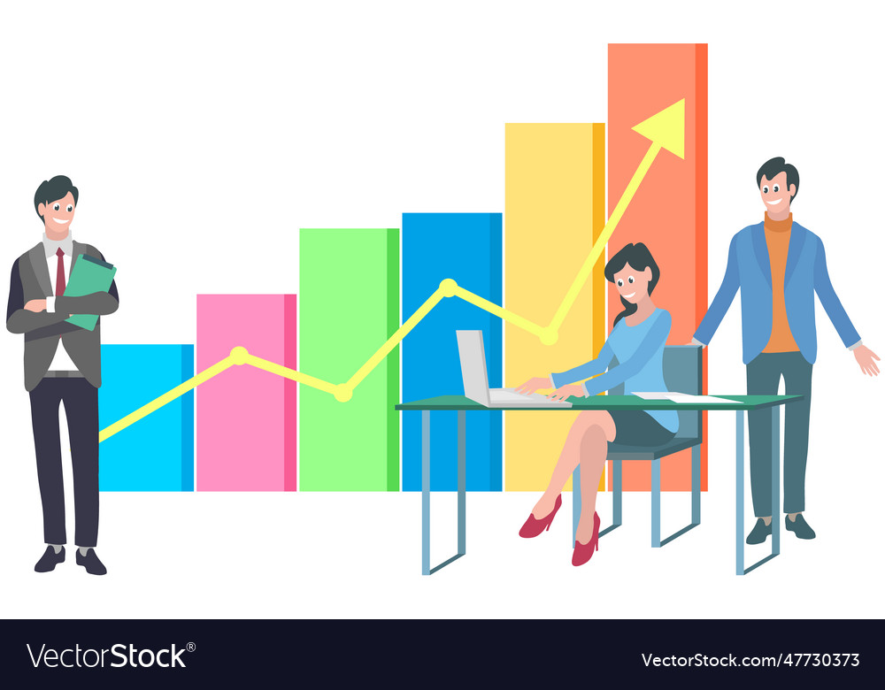 People work with data analysis statistical Vector Image