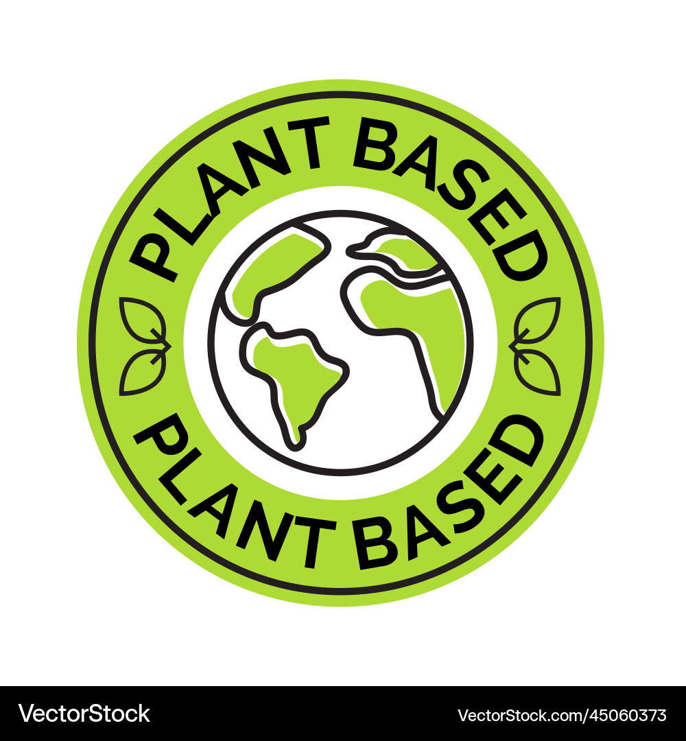 Plant based vegan badge eco icon suitable Vector Image
