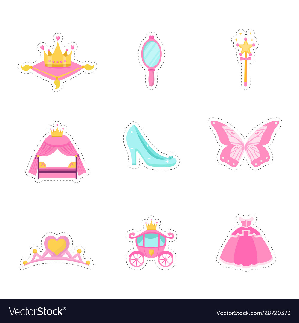 Princess items set Royalty Free Vector Image - VectorStock