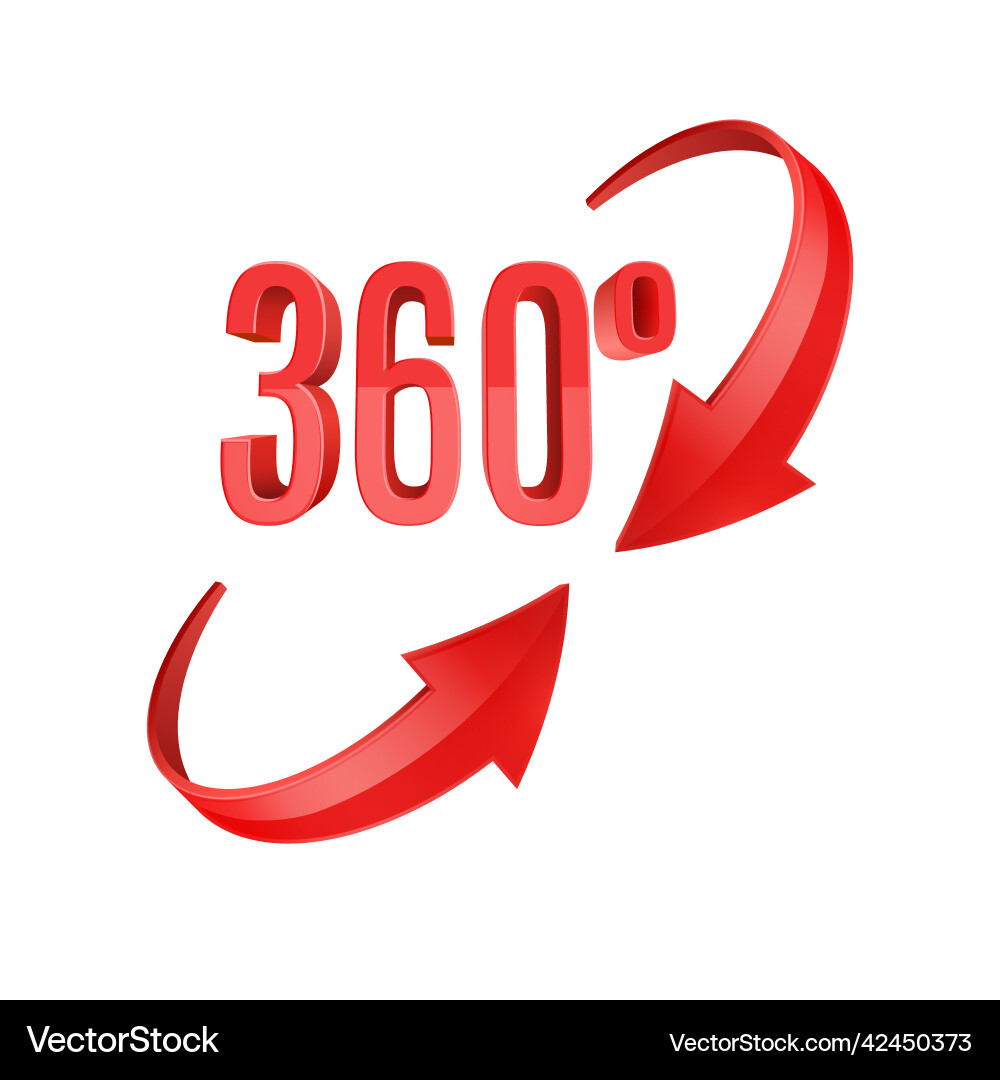 Red glossy 3d arrow 360 sing arrow icon Royalty Free Vector