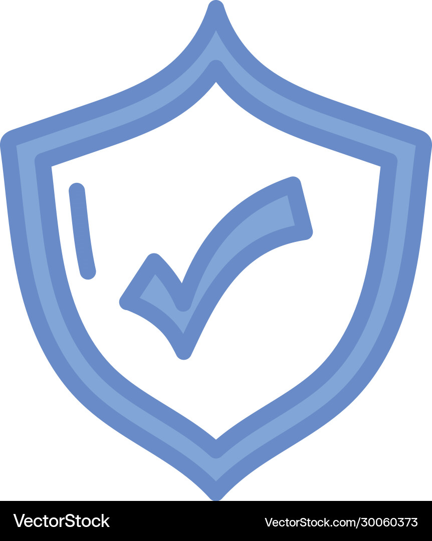 Shield with check symbol blue outline style icon Vector Image