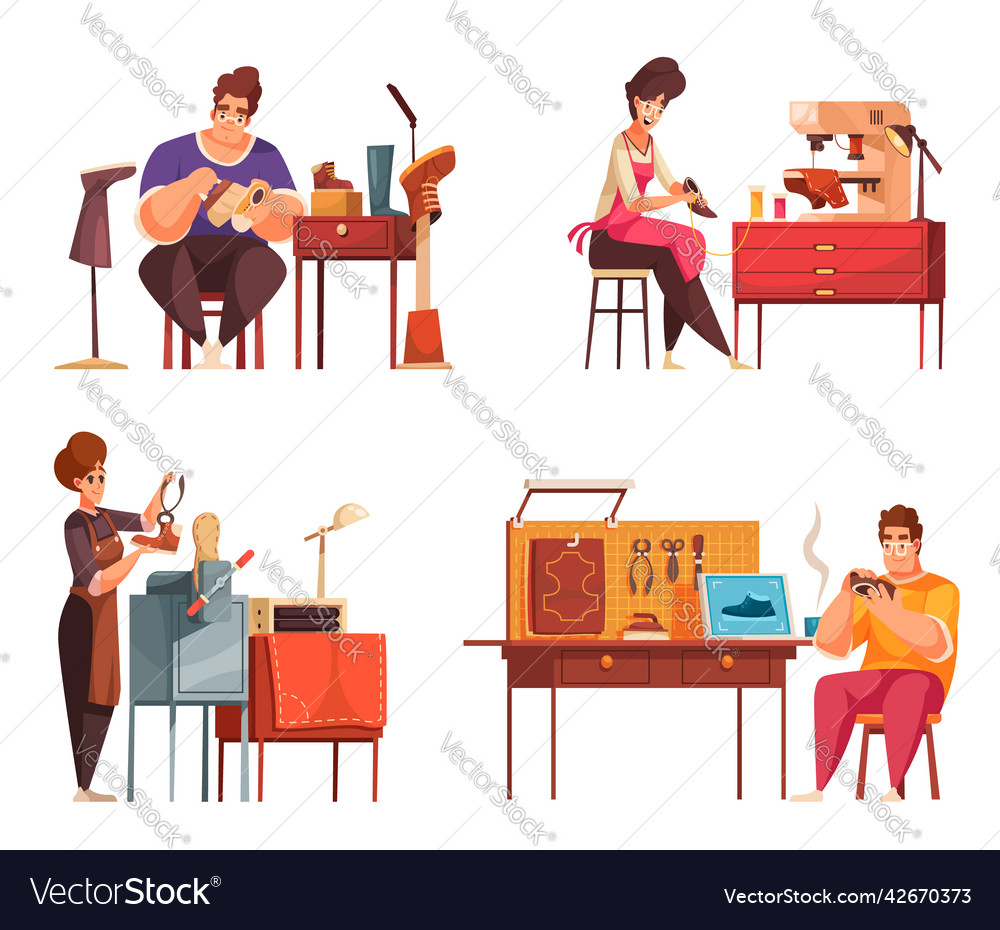 Shoemaker compositions set Royalty Free Vector Image