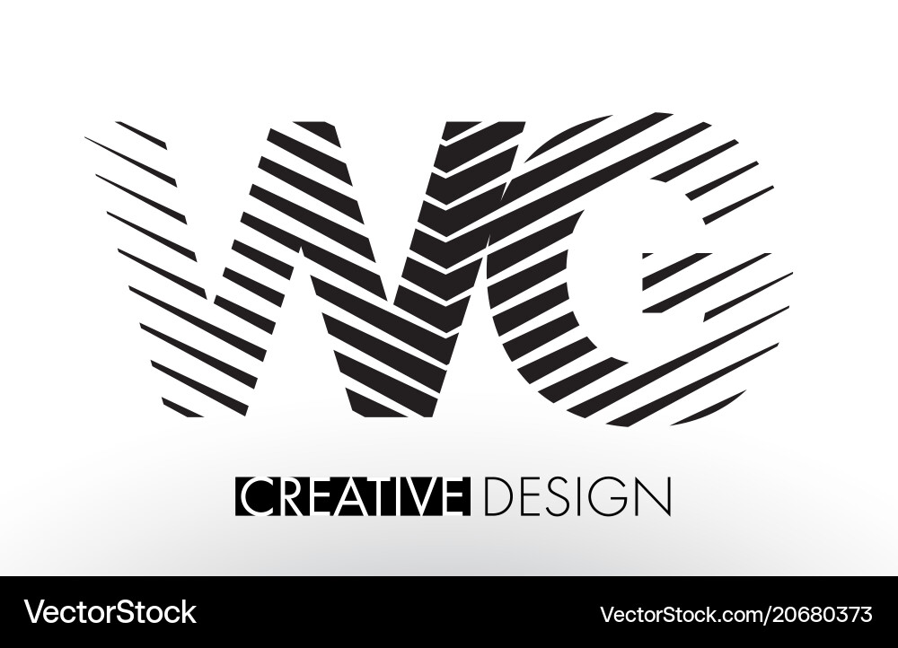 Wg w g lines letter design with creative elegant Vector Image