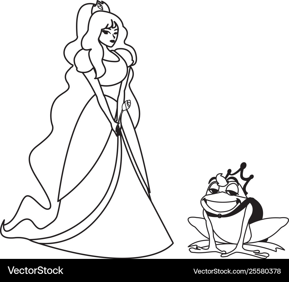 Beautiful princess and toad prince tales Vector Image