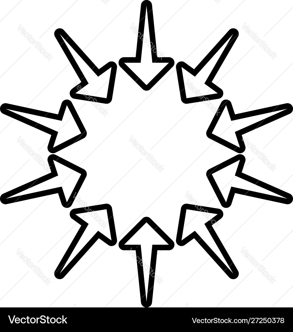 Circular radial arrows for convergence shrink Vector Image