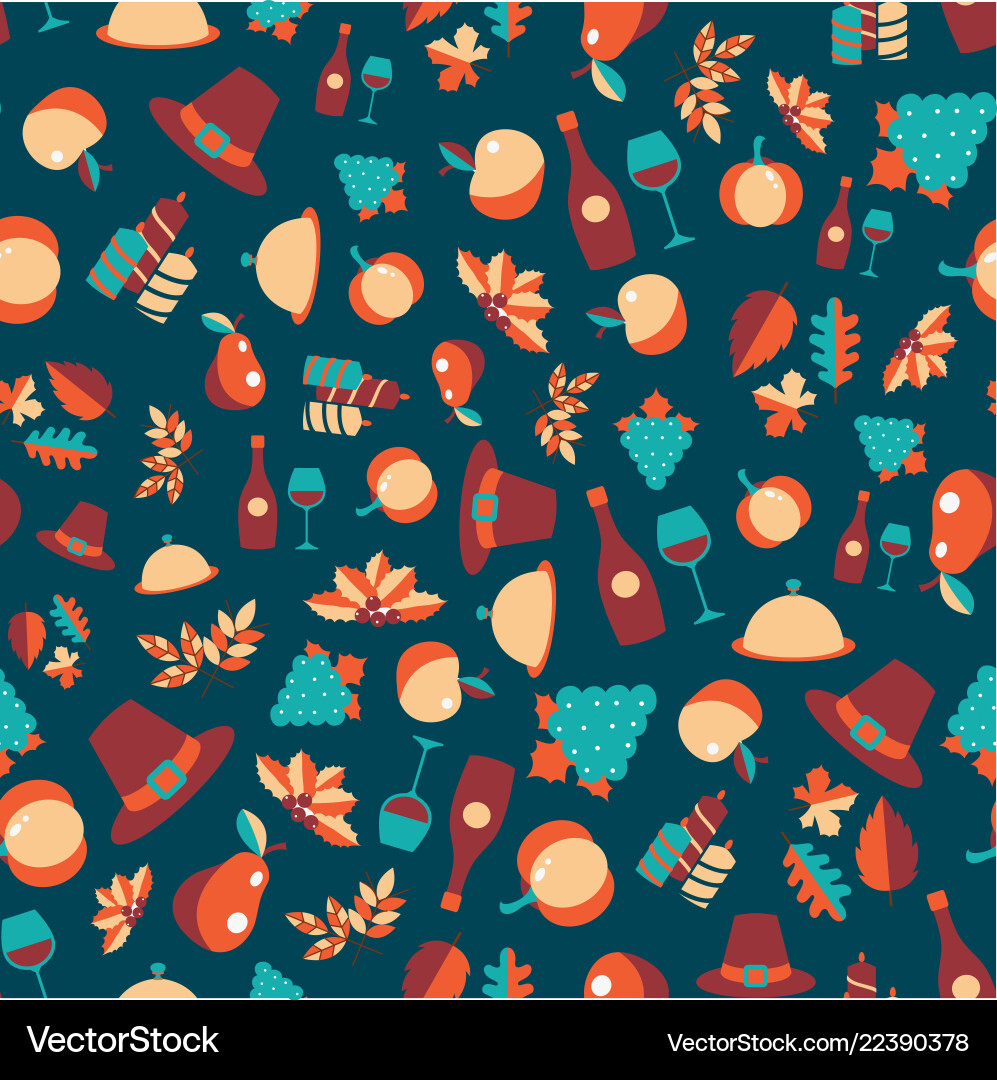Colorful seamless pattern of thanksgiving Vector Image
