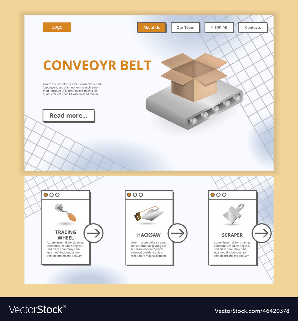Conveyor belt flat landing page website template Vector Image