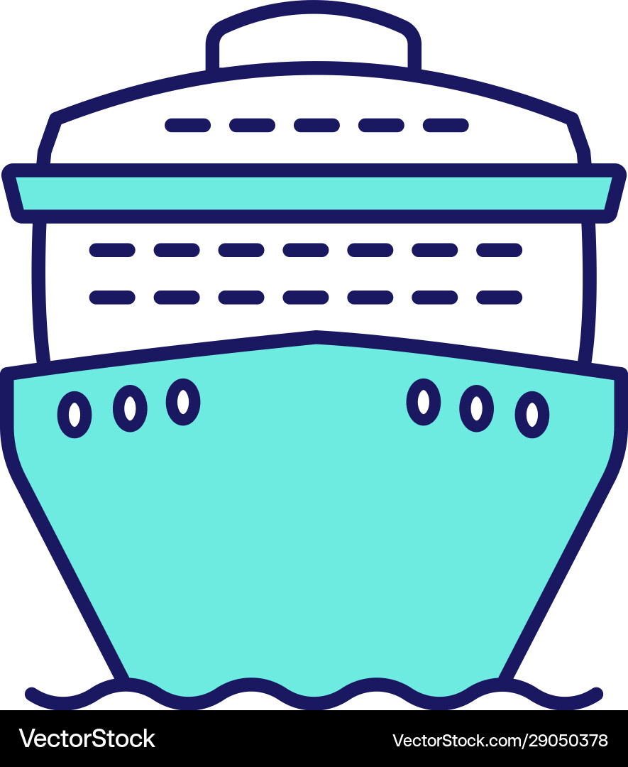 Cruise ship in front view color icon Royalty Free Vector