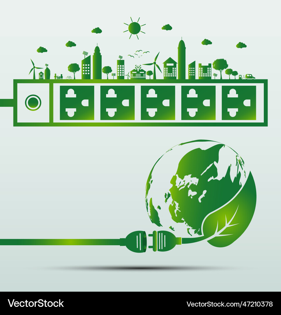 Energy ideas save the world concept power plug Vector Image