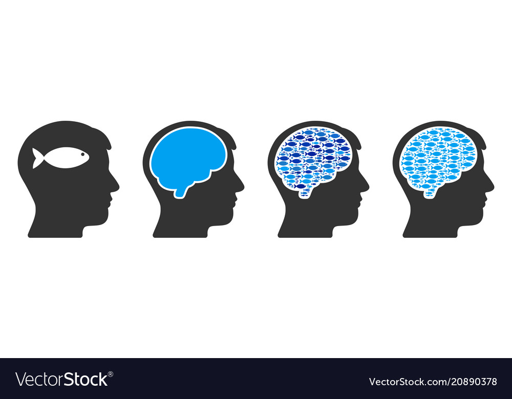 Fish human brain collage Royalty Free Vector Image Fish human brain collage Royalty Free Vector Image