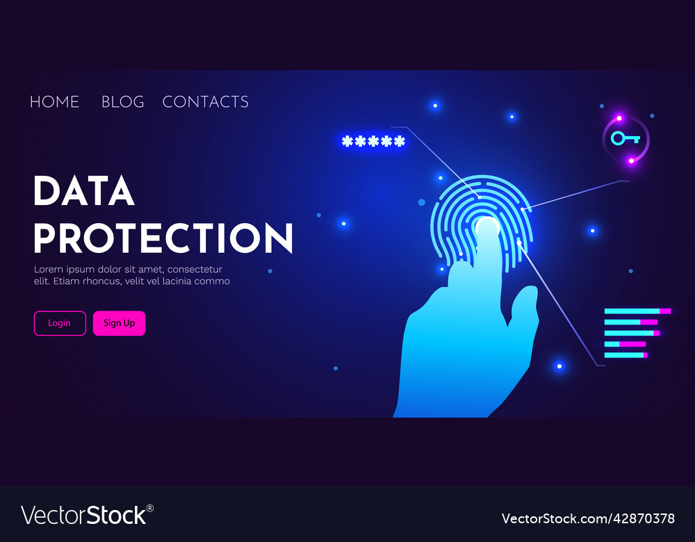 Hand Touch Fingerprint Scanner Biometrics Vector Image