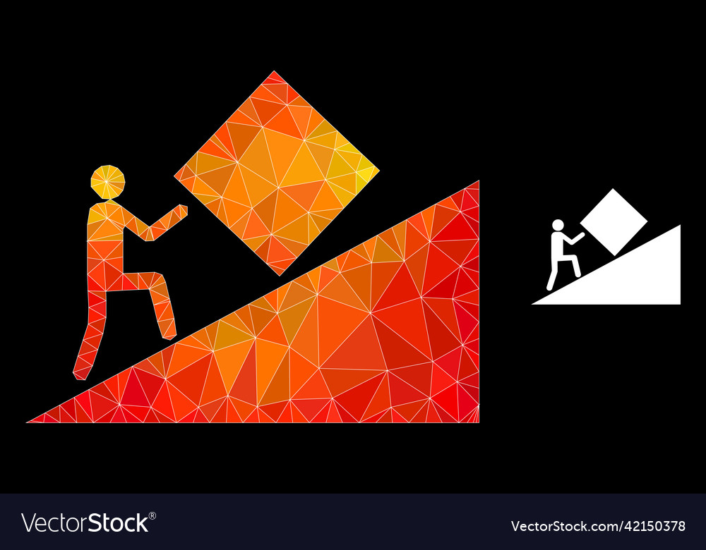 Lowpoly pointless task icon with fire Royalty Free Vector